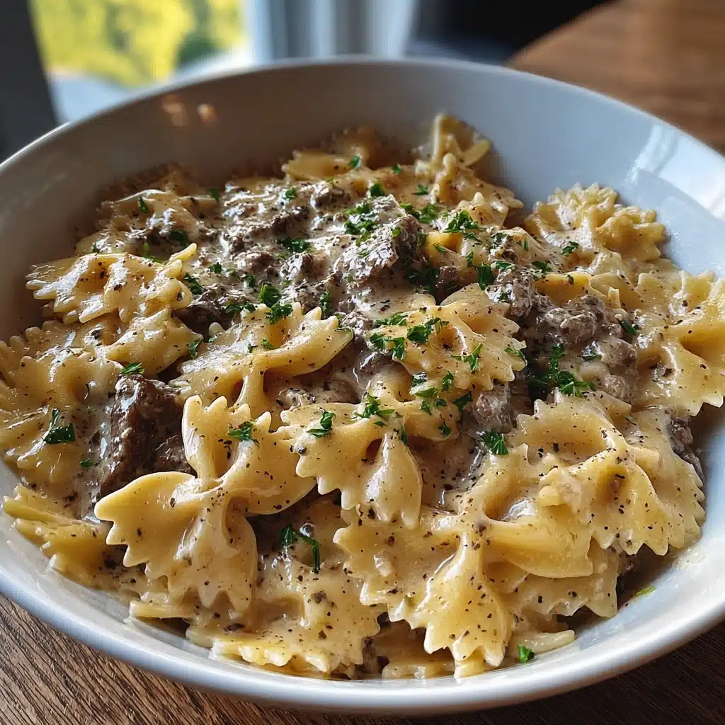 Creamy Parmesan Garlic Beef Pasta | 5-Star Comfort Dinner Recipe